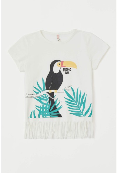 Defacto Kız Çocuk Papağan Baskılı Kısa Kollu Tişört T5188A621SM