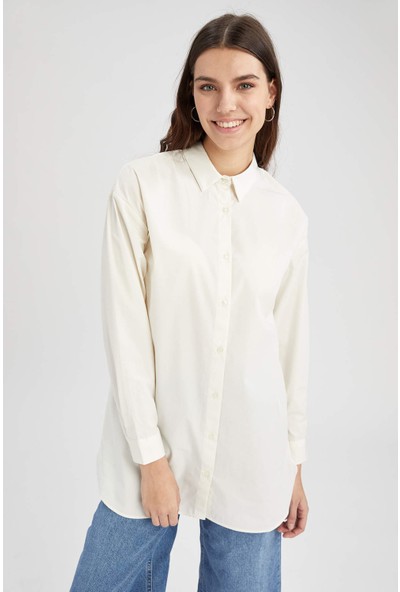 Defacto Basic Relax Fit Uzun Kollu Poplin Gömlek Tunik U2347AZ21SM Defacto Basic Relax Fit Uzun Kollu Poplin Gömlek Tunik U2347AZ21SM