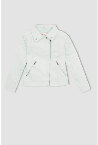 DeFacto Kız Çocuk Çapraz Fermuarlı Suni Deri Ceket K1206A622SP