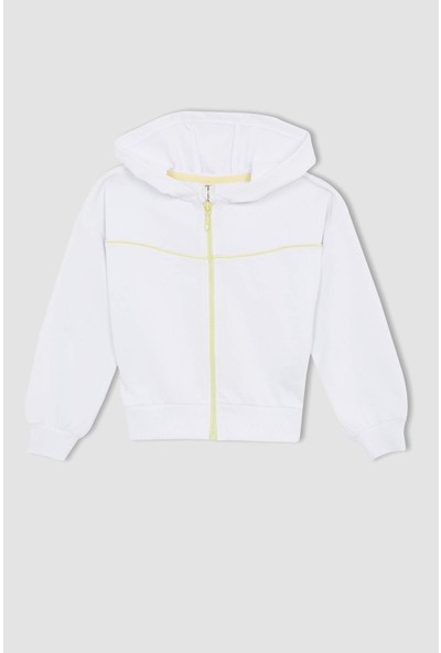DeFacto Kız Çocuk Regular Fit Kapüşonlu Crop Hırka U8893A621AU