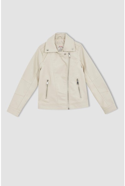 DeFacto Kız Çocuk Çapraz Kapamalı Suni Deri Ceket S5859A622SP