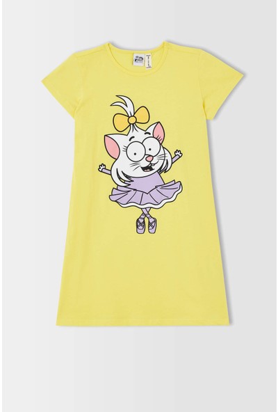 DeFacto Kız Çocuk Defacto Fit Regular Fit Kral Şakir Lisanslı Kısa Kollu Gecelik T2040A621SM