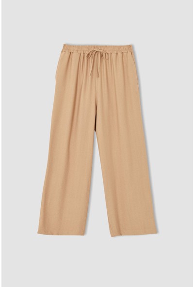 Defacto Elastik Belli Keten Büyük Beden Kapri Pantolon V8946AZ21HS Defacto Elastik Belli Keten Büyük Beden Kapri Pantolon V8946AZ21HS