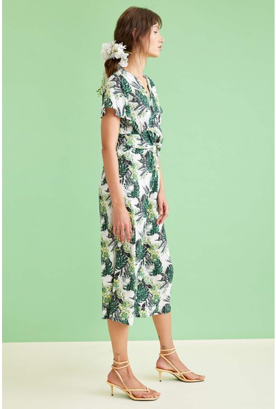 DeFacto Tropik Desenli Elastik Belli Palazzo Kapri Pantolon U3555AZ21SM DeFacto Tropik Desenli Elastik Belli Palazzo Kapri Pantolon U3555AZ21SM