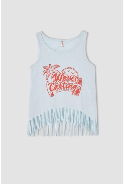 Defacto Kız Çocuk Palmiye Baskılı Püsküllü Atlet V8719A621HS