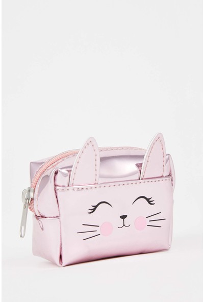 DeFacto Kadın Kedi Baskılı Fermuarlı Bozuk Para Cüzdanı W6315AZNS