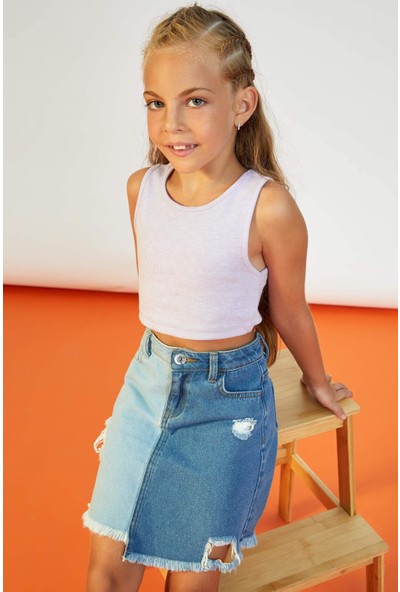 DeFacto Kız Çocuk Esnek Dokulu Crop Atlet V8871A621HS