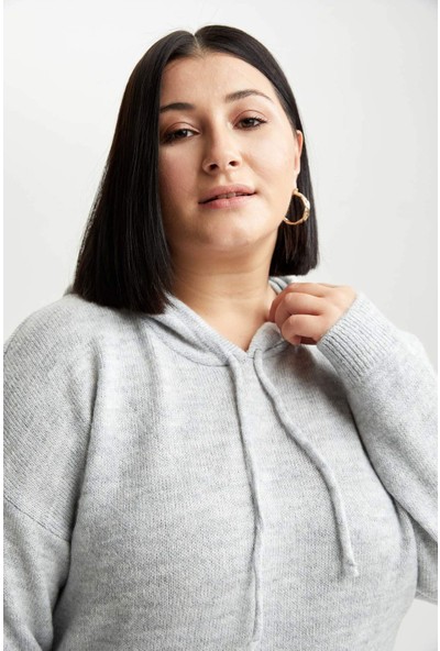 DeFacto Regular Fit Kapüşonlu Büyük Beden Uzun Kollu Triko Tunik W2693AZ21WN DeFacto Regular Fit Kapüşonlu Büyük Beden Uzun Kollu Triko Tunik W2693AZ21WN