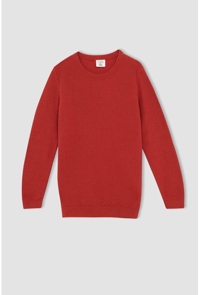 DeFacto Erkek Çocuk Regular Fit Bisiklet Yaka Pamuklu Triko Kazak W3578A621WN