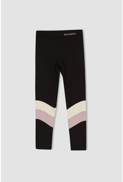 DeFacto Kız Çocuk Slim Fit Renk Bloklu Uzun Tayt V8166A621WN