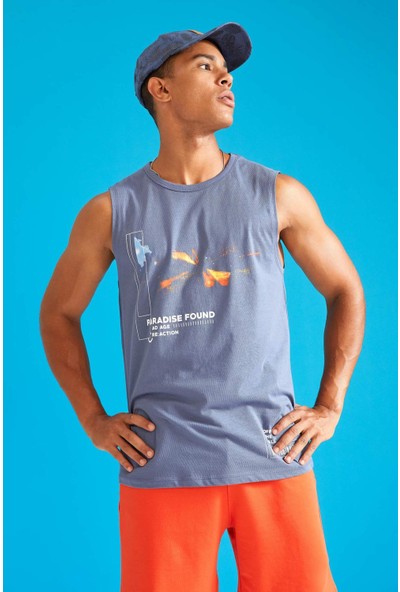 DeFacto Regular Fit Bisiklet Yaka Baskılı Kolsuz Tişört V9054Az21Hs