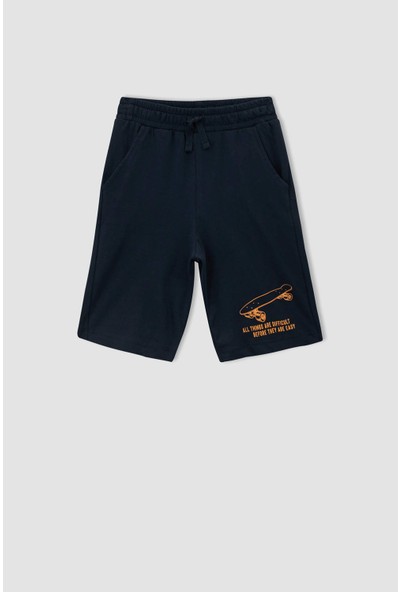 DeFacto Erkek Çocuk Kaykay Baskılı Esnek Belli Bermuda Şort V9188A621HS