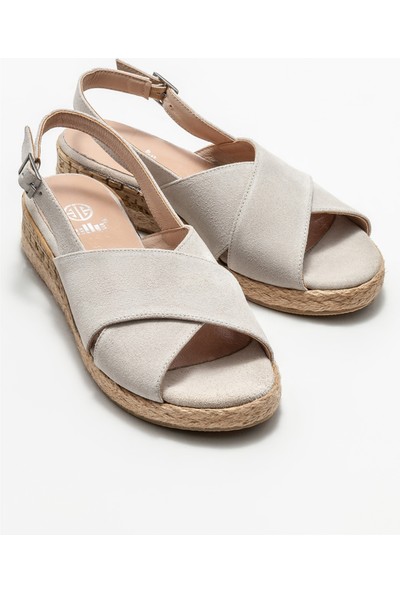 Elle Shoes Bej Deri Kadın Espadril