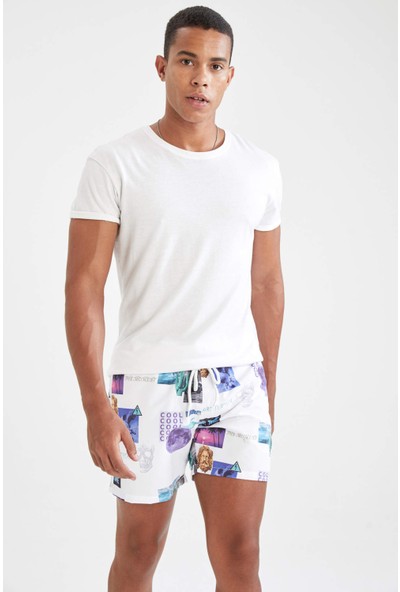 DeFacto Desenli Beli Bağcıklı Kısa Yüzme Şortu V6283AZ21HS DeFacto Desenli Beli Bağcıklı Kısa Yüzme Şortu V6283AZ21HS