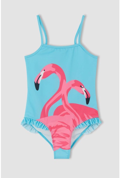DeFacto Kız Çocuk Defacto Fit Flamingo Baskılı Esnek Mayo T3492A621SM