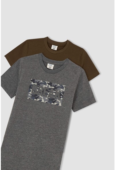 DeFacto Erkek Çocuk Yazı Baskılı Kısa Kollu 2'li Tişört U3736A621SM
