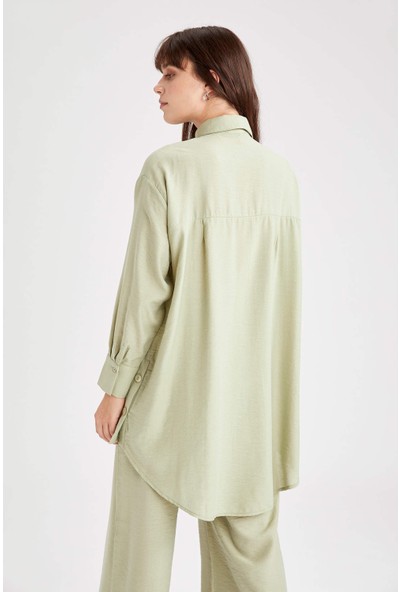DeFacto Ovrsize Fit Basic Dokuma Gömlek Tunik V8866AZ21HS