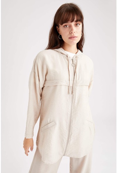 DeFacto Kapüşonlu Fermuarlı Relax Fit Tunik V8983AZ21HS