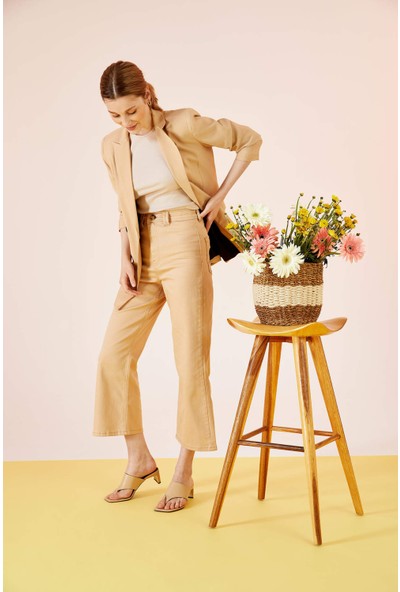 Defacto Geniş Paça Yüksek Bel Kapri Pantolon U0441AZ21SP