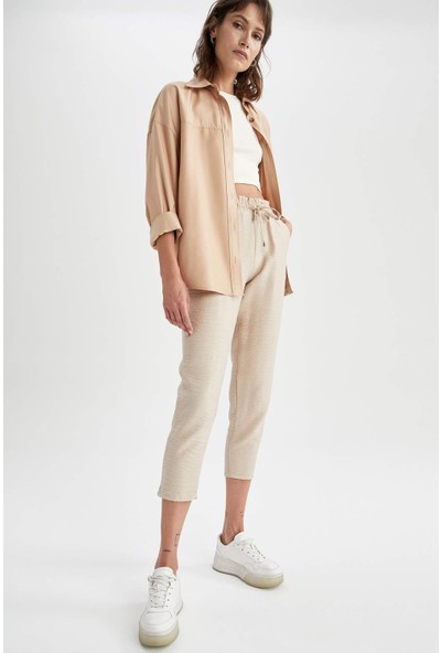 Defacto Beli Bağcıklı Relax Fit Pantolon U3539AZ21SM