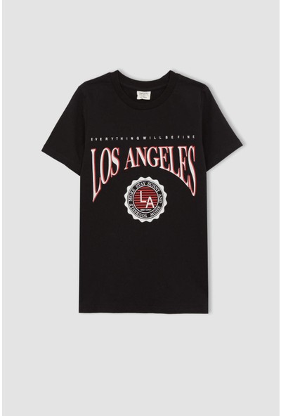 DeFacto Erkek Çocuk Regular Fit Baskılı Kısa Kollu Pamuklu Penye Tişört X2470A622SP