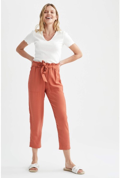DeFacto Paper Bag Yüksek Bel Kuşaklı Sürdürülebilir Pantolon U3559AZ21SM DeFacto Paper Bag Yüksek Bel Kuşaklı Sürdürülebilir Pantolon U3559AZ21SM