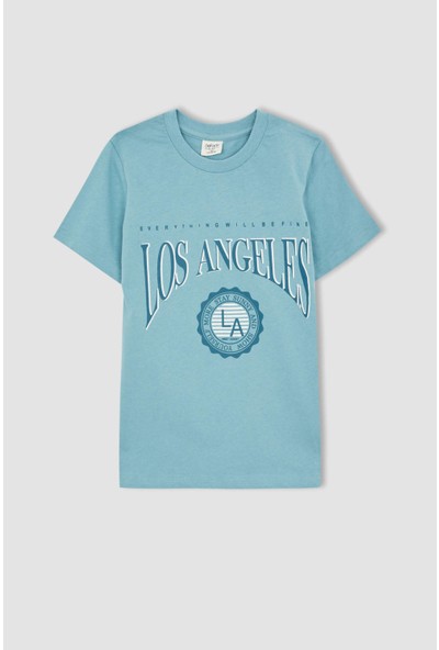 DeFacto Erkek Çocuk Regular Fit Baskılı Kısa Kollu Pamuklu Penye Tişört X2470A622SP