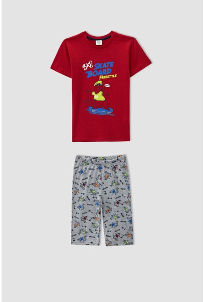 DeFacto Erkek Çocuk Baskılı Kısa Kollu Pijama Takımı V9176A621HS