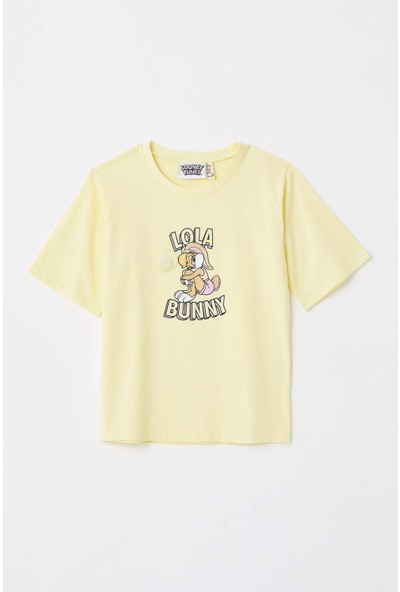 Defacto Kız Çocuk Lola Bunny Lisanslı Crop Dokunmatik Işıklı Kısa Kollu Tişört U5428A621SM Defacto Kız Çocuk Lola Bunny Lisanslı Crop Dokunmatik Işıklı Kısa Kollu Tişört U5428A621SM