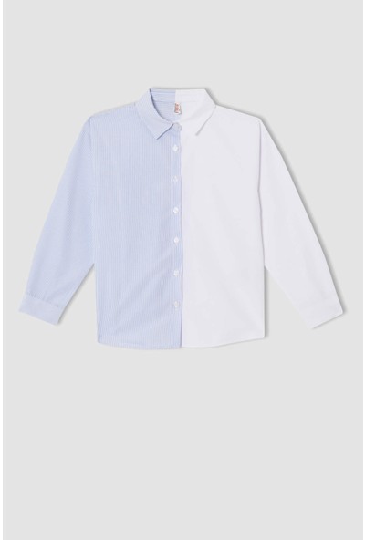 Defacto Kız Çocuk Relax Fit Renk Bloklu Gömlek W0007A621HS