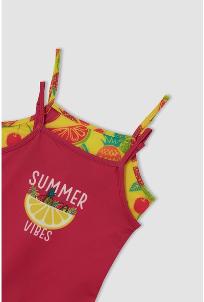 DeFacto Kız Çocuk Meyve Desenli Askılı 2'li Mayo T3522A621SM