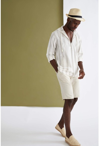 Defacto Regular Fit Keten Bermuda Şort N4989AZ21SM