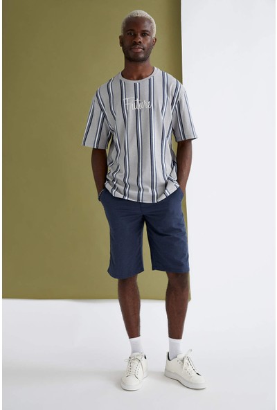 DeFacto Regular Fit Keten Bermuda Şort N4989AZ21SM