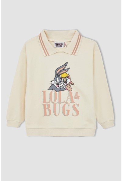 DeFacto Kız Çocuk Lola Bunny Regular Fit Polo Yaka Sweatshirt X0205A622SP