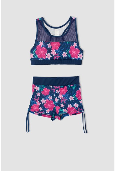 DeFacto Kız Çocuk Defacto Fit Çiçek Desenli Bikini ve Şort Takımı T3497A621SM