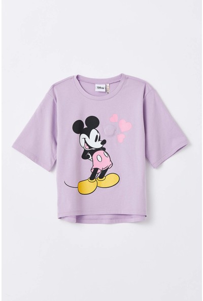Defacto Kız Çocuk Mickey Mouse Lisanslı Crop Dokunmatik Işıklı Kısa Kollu Tişört U5421A621SM Defacto Kız Çocuk Mickey Mouse Lisanslı Crop Dokunmatik Işıklı Kısa Kollu Tişört U5421A621SM