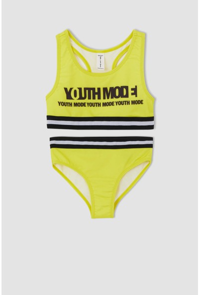 DeFacto Kız Çocuk Defacto Fit Yazı Baskılı Esnek Bikini Takımı T3500A621SM