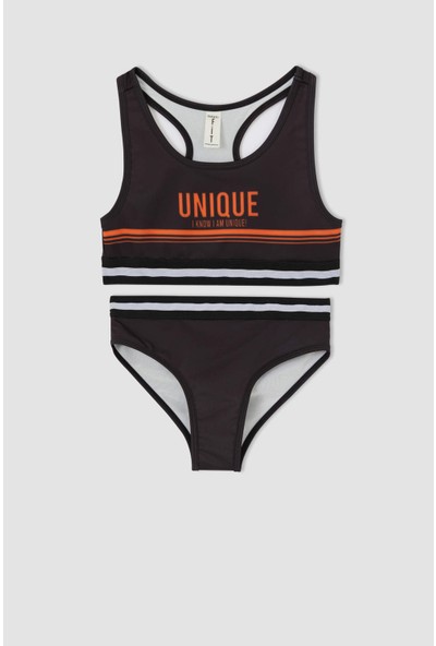 DeFacto Kız Çocuk Defacto Fit Yazı Baskılı Esnek Bikini Takımı T3500A621SM
