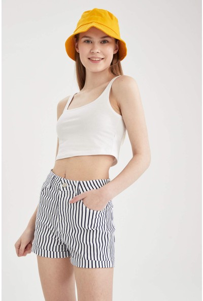 DeFacto Çizgili Pamuklu Skinny Fit Mini Şort U3787AZ21SM