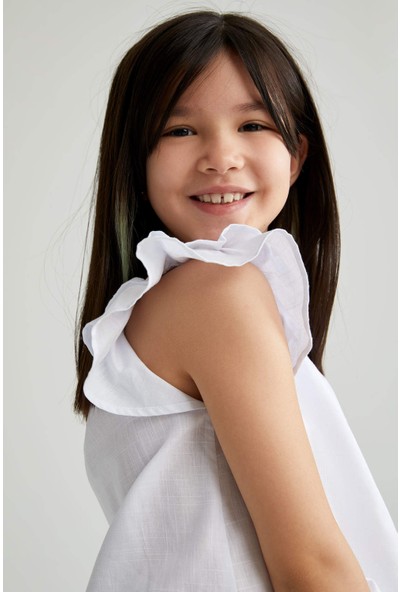 Defacto Kız Çocuk Kısa Kollu Volanlı Bluz U3710A621SM