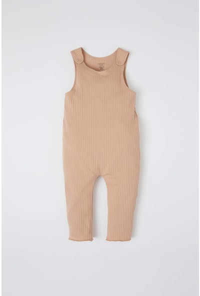 DeFacto Kız Bebek Kolsuz Yeni Doğan Fitilli Penye Uzun Tulum X2963A222SP