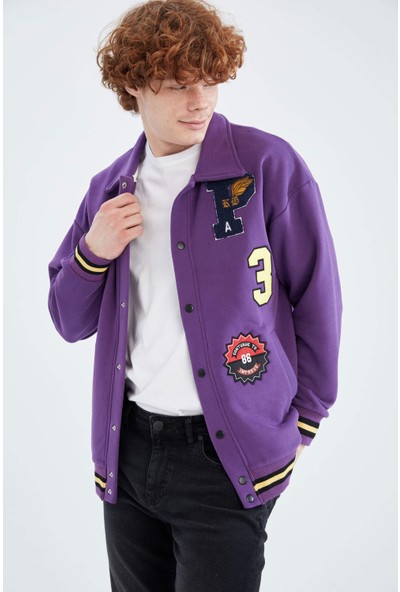 DeFacto Regular Fit Polo Yaka Kalın Kumaş Kolej Hırka Y1915AZ22SM