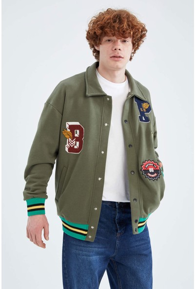 DeFacto Regular Fit Polo Yaka Kalın Kumaş Kolej Hırka Y1915AZ22SM