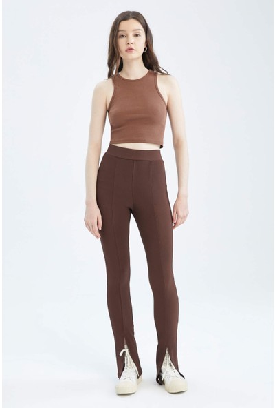 DeFacto İspanyol Paça Normal Bel Yırtmaç Detaylı Ottoman Tayt Y2139AZ22SM