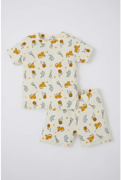 DeFacto Erkek Bebek Regular Fit Hayvan Desenli Organik Pamuklu Pijama Takım X7710A222SM DeFacto Erkek Bebek Regular Fit Hayvan Desenli Organik Pamuklu Pijama Takım X7710A222SM