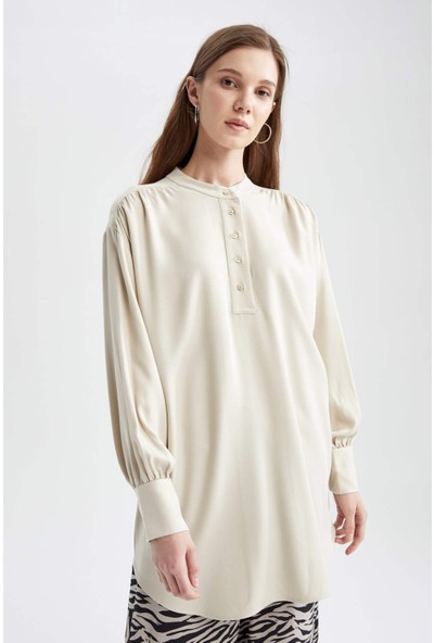 DeFacto Relax Fit Viskon Uzun Kollu Gömlek Tunik W9924AZ22SP