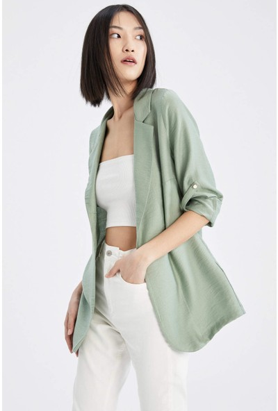 DeFacto Regular Fit Keten Görünümlü Blazer Ceket Y1838AZ22SM