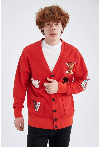 DeFacto Regular Fit V Yaka Kalın Kumaş İçi Yumuşak Tüylü Hırka Y1916AZ22SM DeFacto Regular Fit V Yaka Kalın Kumaş İçi Yumuşak Tüylü Hırka Y1916AZ22SM