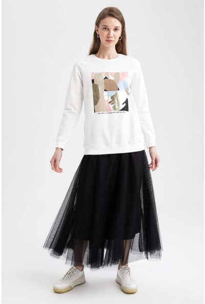 DeFacto A Kesim Esnek Belli Maxi Tül Etek Y2962AZ22SP