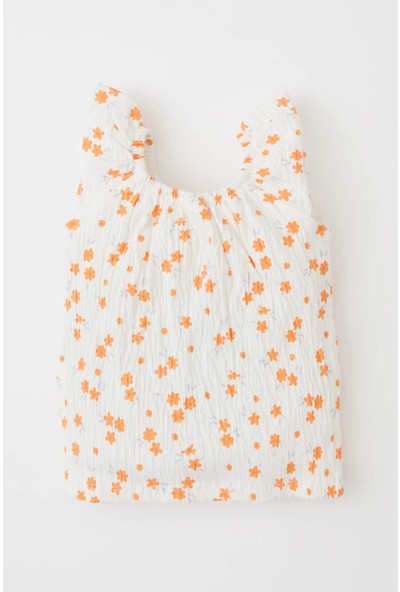 DeFacto Kız Bebek Regular Fit Yıldız Desenli Krinkıl Atlet X7874A222SM